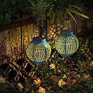 Solar Lantern Outdoor Lights Waterproof Garden Hanging Lights for Patio,Outside Valentine's Day Gift Birthday Gifts Mother's Day Gifts [Set of 2]