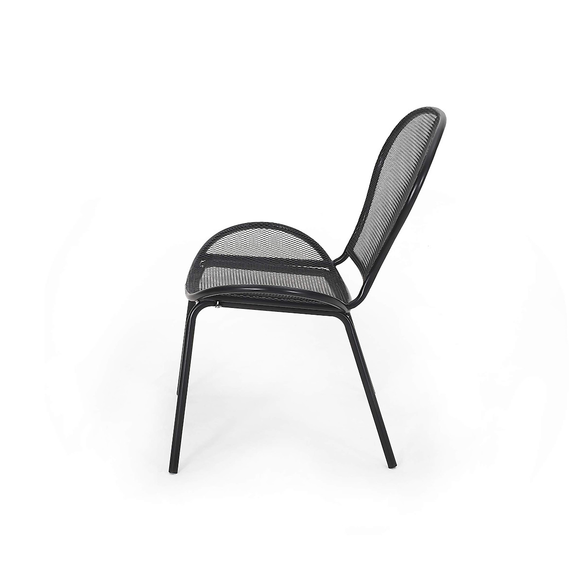 GDFStudio Modern Outdoor Iron Club Chair (Set of 2), Matte Black