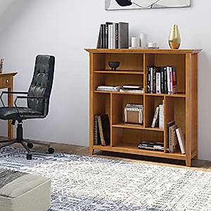 SIMPLIHOME Amherst SOLID WOOD 44 Inch Transitional Multi Cube Bookcase and Storage Unit in Light Golden Brown, For the Living Room, Study Room and Office
