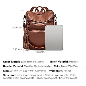 CLUCI Women Wallet Large Leather Zip Around Card Holder Organizer Ladies Clutch Wristlet Bundles with Women Backpack Purse Leather Travel Large Ladies Shoulder Bags with Tassel Brown