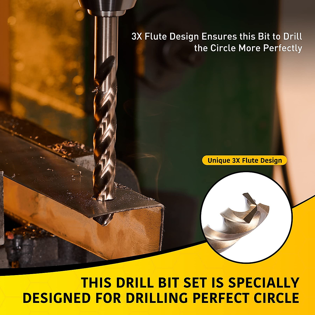 Anfrere 21pcs Cobalt Drill Bits Set, M35 Drill Bits for Cutting Hard Metal Hardened Steel Wood, 3 Flute 1/16 to 3/8 Inch Twist Drill Bit Set for Corded or Cordless Power Drills Home Tools, 1021