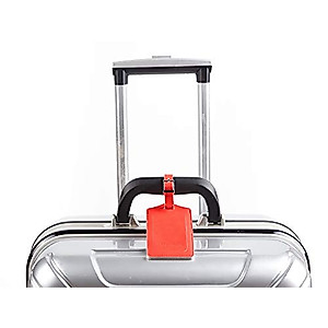 4 Pack Leather Luggage Travel Bag Tags by Travelambo Red