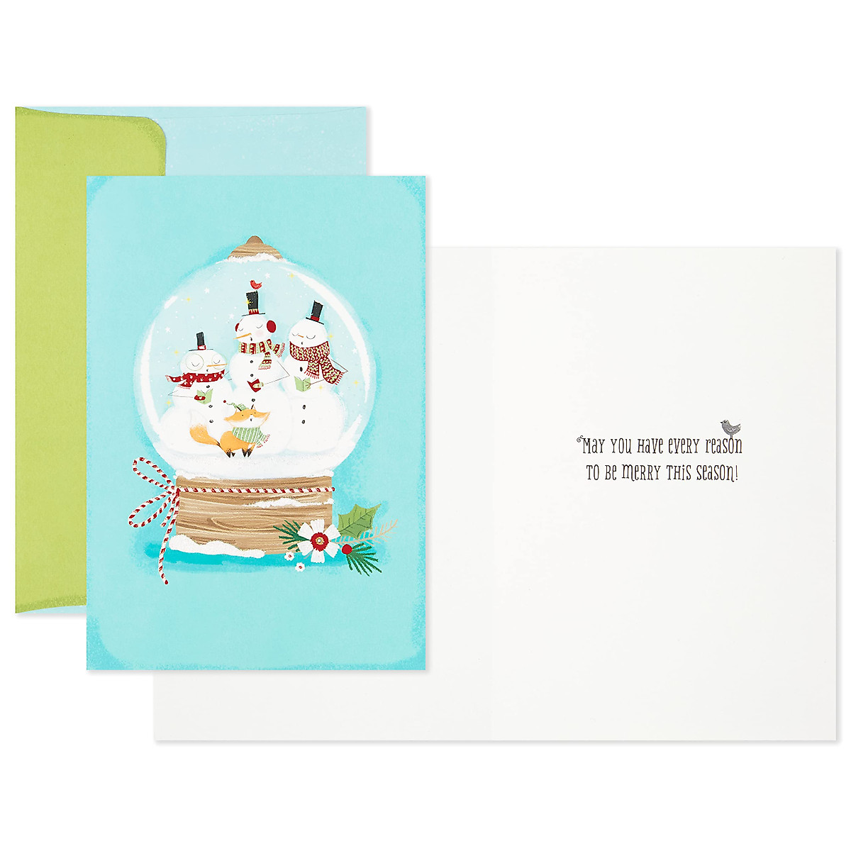 Hallmark Boxed Christmas Cards, Snowmen Snow Globe (16 Cards and 17 Envelopes)
