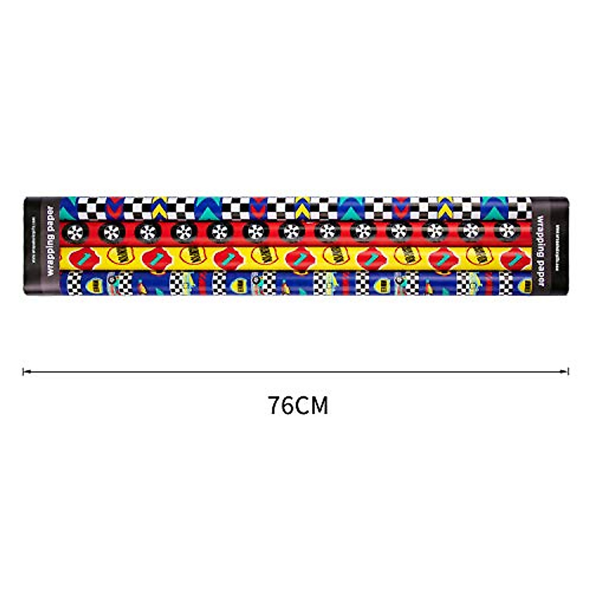 WRAPAHOLIC Birthday Wrapping Paper Roll - Cool Racing Cars and Autodrome Set Perfect for Party, Celebrating, Baby Boy Present Packing - 4 Rolls - 30 inch X 120 inch Per Roll