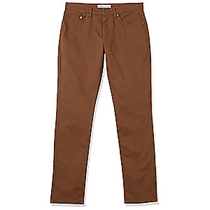 Amazon Essentials Men's Slim-Fit Pants, 5-Pocket Stretch Twill Design, Brown, 30W x 32L
