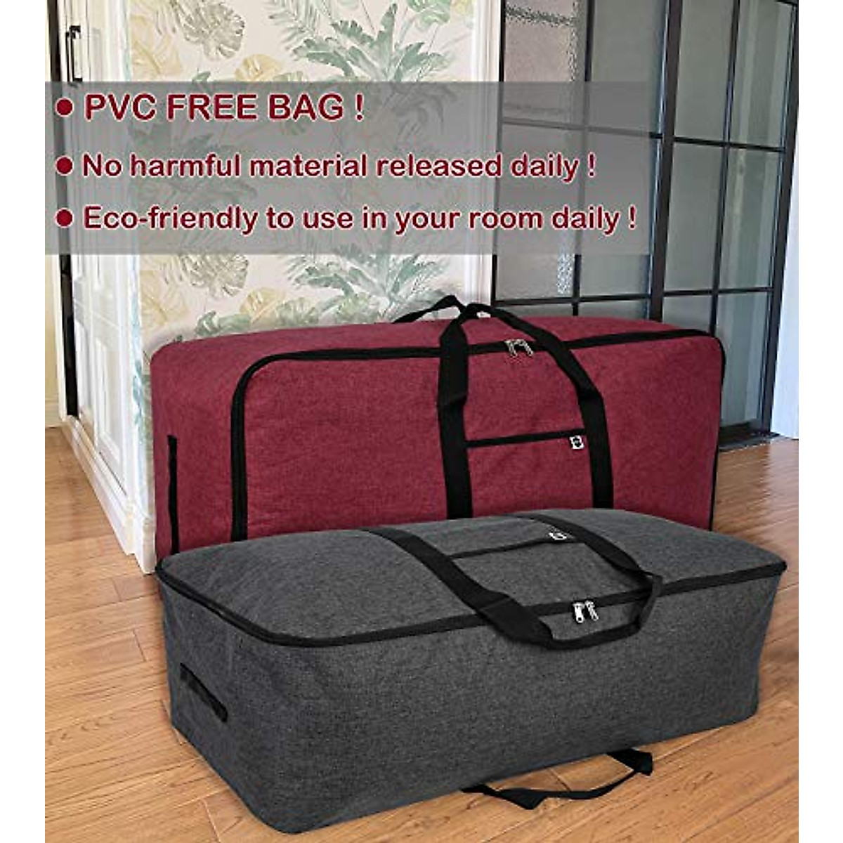 ITAVL 70L Large capacity Storage Bag ,Sturdy 500D heather material super strong ,Ideal for bedding ,Pillows,Duvets,Clothes or moving home use . (Dark Grey-24")