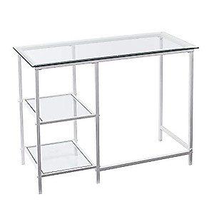 SEI Furniture Layton Metal/Glass Student Desk, White