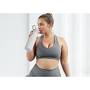 ENCOOL Insulated Stainless Steel Water Bottle with Straw and Carry Loop, Double Wall Cold for 36 Hours, Tritan Leak Proof Lid for Sports, Travel, 24 oz, Snowflake