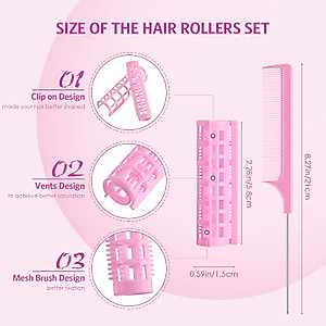 Syhood 28 Pieces Hair Roller, 0.6 Inch/ 1.5 cm Small Size Plastic Hair Rollers with Steel Pintail Comb for Short Hair Long Hair Styling Tools (Pink)