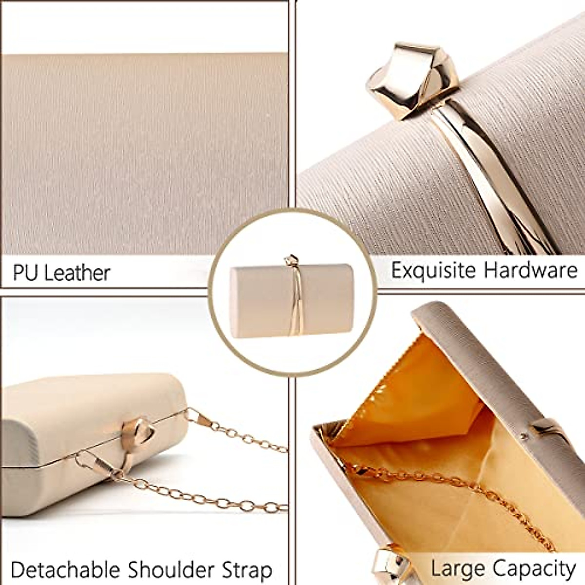 PS PETITE SIMONE Evening Bag Rhinestone Silver Clutch Glitter Gold Clutch Purses for Women Evening Formal Wedding Party