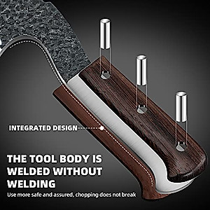 Handmade Meat Cleaver Axes Shape Forged Heavy Duty High Carbon Butcher Knife Boning Breaker Vegetable Butcher Chopper Cutting Chef Knife with Cover for Kitchen Outdoor BBQ (Black)