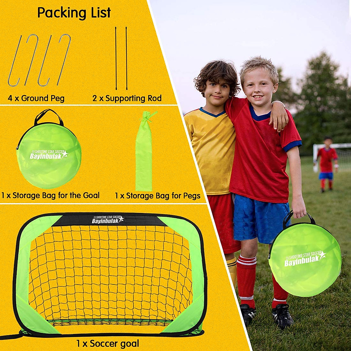BAYINBULAK Pop Up Soccer Goal Portable Soccer Net for Backyard Training, 1 Pack