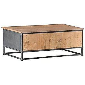 QJBSAVVA Coffee Table Gray 35.4"x19.7"x13.8" Solid Acacia Wood,Entrance Table Tray Tables Center Table Low Table Suitable for Meeting Rooms, Reception Rooms, Offices
