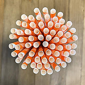 Paper Straws - Yellow Lime Green Orange - Stripe Chevron Dot - Citrus Theme - 75 Pack