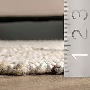 nuLOOM Brooklyn Textured Trellis Wool Fringe Area Rug, 9' x 12', Beige