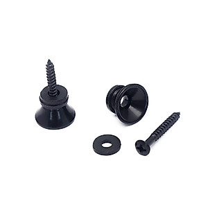 Metallor Guitar Strap Locks and Buttons End Pins with Mounting Screws and Washers for Electric Guitar Bass Acoustic Guitar Ukulele Mandolin. (Black)