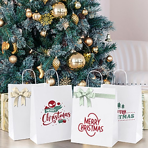 MESHA White Paper Bags whit Handles 10x5x13 Inch 50PC, Large Kraft Paper Bags Bulk for Small Business, Large Gift Wrap Bags with Handles, Shopping Bags, Party Bags