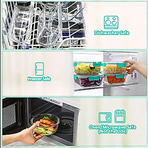 [10-Pack]Glass Meal Prep Containers with Lids, MCIRCO Glass Food Storage Containers with Snap Locking Lids, Airtight Lunch Containers, Microwave, Oven, Freezer and Dishwasher, Green