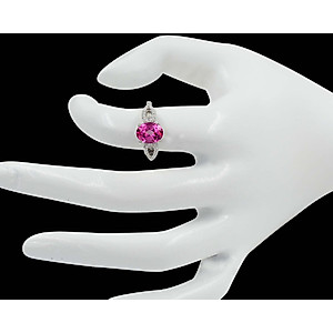 Natural 9X7 MM Oval Cut Pink Topaz Gemstone 925 Sterling Silver Wedding Jewelry Solitaire Unisex Proposal Engagement Ring Bridal Ring Gift For Her (Rhodium Plated Silver, 10)