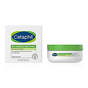 CETAPHIL Rich Hydrating Night Cream for Face, With Hyaluronic Acid, 1.7 oz, Moisturizing Cream for Dry to Very Dry Skin, No Added Fragrance, (Packaging May Vary)