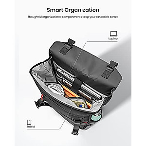 tomtoc Flap Laptop Backpack, Lightweight, Water-Resistant College Travel Casual Daypack, Slim Durable Work-pack Rucksack for 13-16 Inch MacBook Laptop, Large Capacity, 18L, Black