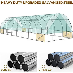 YITAHOME 26x10x7ft Greenhouse Large Heavy DutyOutdoor Greenhouses Walk in Tunnel Green House Portable Plant Gardening Upgraded Galvanized Steel Frame Ropes Zipper Doors 9 Crossbars Garden