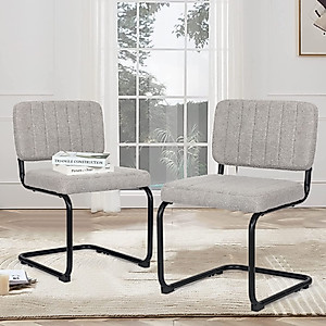 Adeco Velvet Dining Set of 2, Comfy Back & Chrome Metal Base, Modern Upholstered Armless Chairs Seat for Bedroom Living Room Side Table, Grey