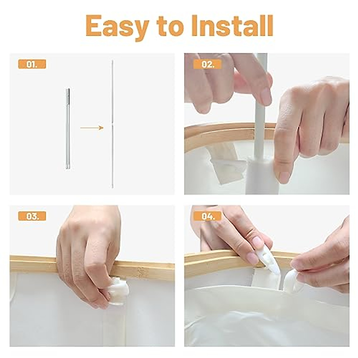 ROPECUBE 145L laundry basket with Lid, Large Foldable Laundry Hamper for laundry with net bag,Clothes Basket Organizer with 2 storage bag for Bedroom and Bathroom (Black and White)