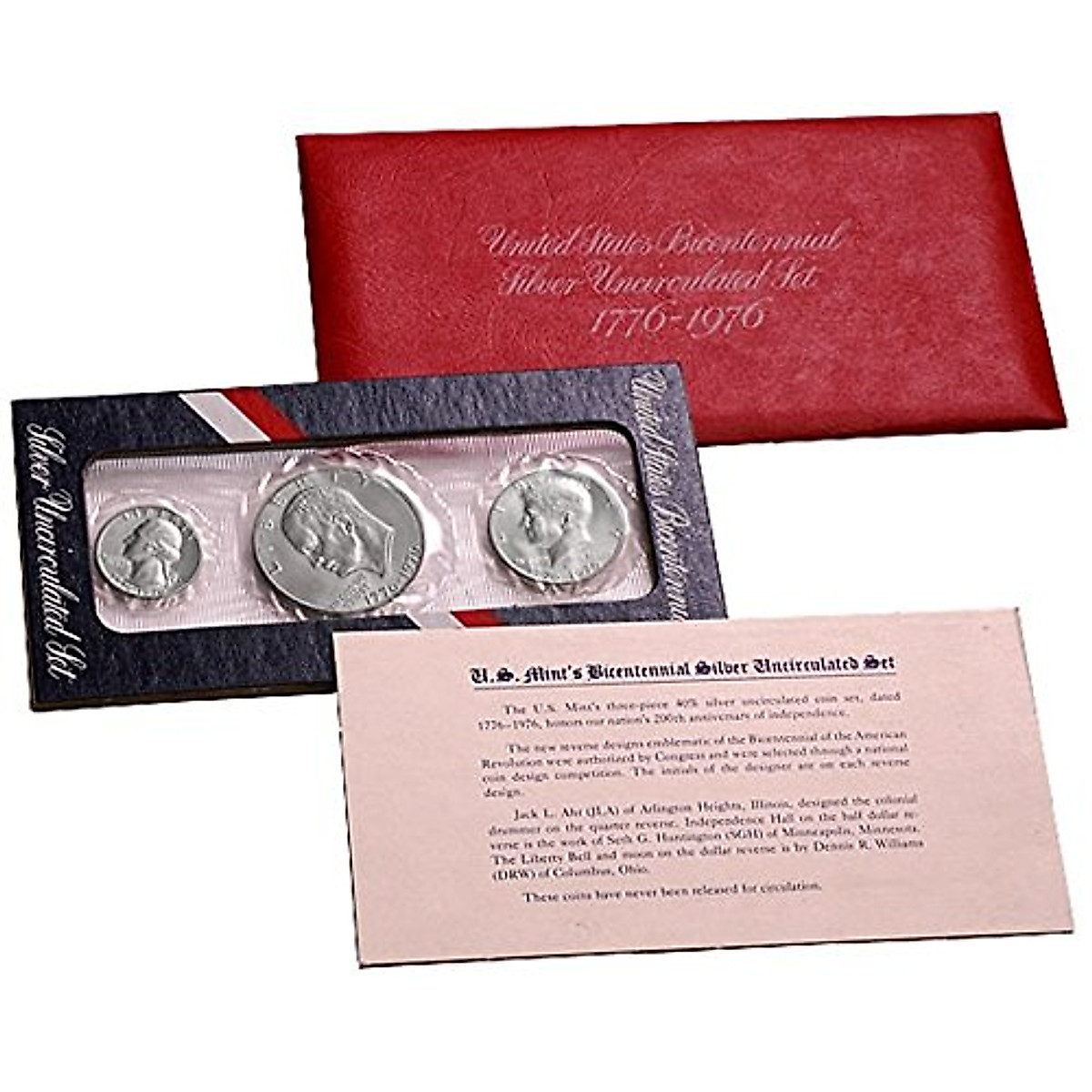1976 S U.S. Mint Set - 3 coin 40% Silver Bicentennial Commeratives Uncirculated