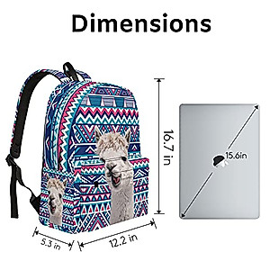 Psxnvid Alpaca Llama Backpack Cartoon Cute Alpaca Bohe Backpacks Travel Hiking Laptop Backpack for Women Men Girls Boys