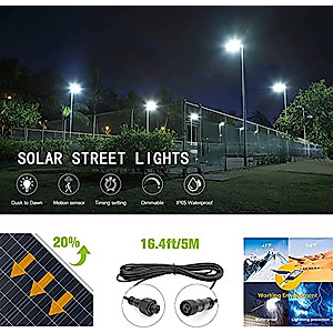 XLB-TYNFD 1400W Solar Street Lights, Dusk to Dawn Solar Outdoor Light with Remote Control 130000 lumens 6500K Solar Flood Light Upgrade IP67 Waterproof Solar Pole Lamp for Yard, Garden, Street…