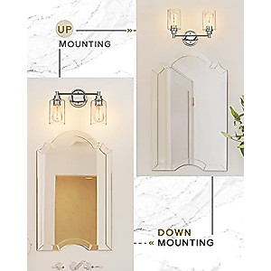 FEMILA Modern Bathroom Light Fixtures, 2-Light Bathroom Vanity Lights Over Mirror with Clear Glass Shade, Chrome Finish, 4FYC56B-2W CH