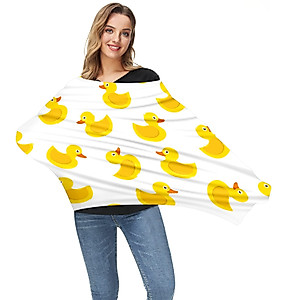 Baby Car Seat Stroller Covers Yellow Rubber Duck On White Nursing Cover Breastfeeding Scarf Soft Breathable Stretchy Coverage Carseat Canopy Cover for Boys and Girls Multi Usefor Baby Shower