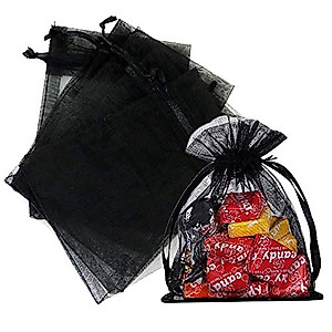 Stratalife Organza Bags 4x6 Jewelry Bags Drawstring Black Mesh Gift Bags Small Jewelry Pouches Candy Bags Party Favor Bags 100PCS (Black)