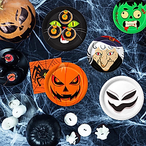 QIYANPAX 105 Pcs Halloween Party Paper Plates and Napkins Halloween Theme Party Dinner for Halloween Party Supplies Halloween Birthday Party Decorations, Serve 30