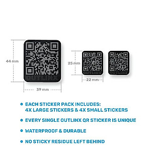 OUTLINX QR Smart Stickers | Stick Digital Notes to Your Things | Blackout 4-Pack Bundle 32x Stickers
