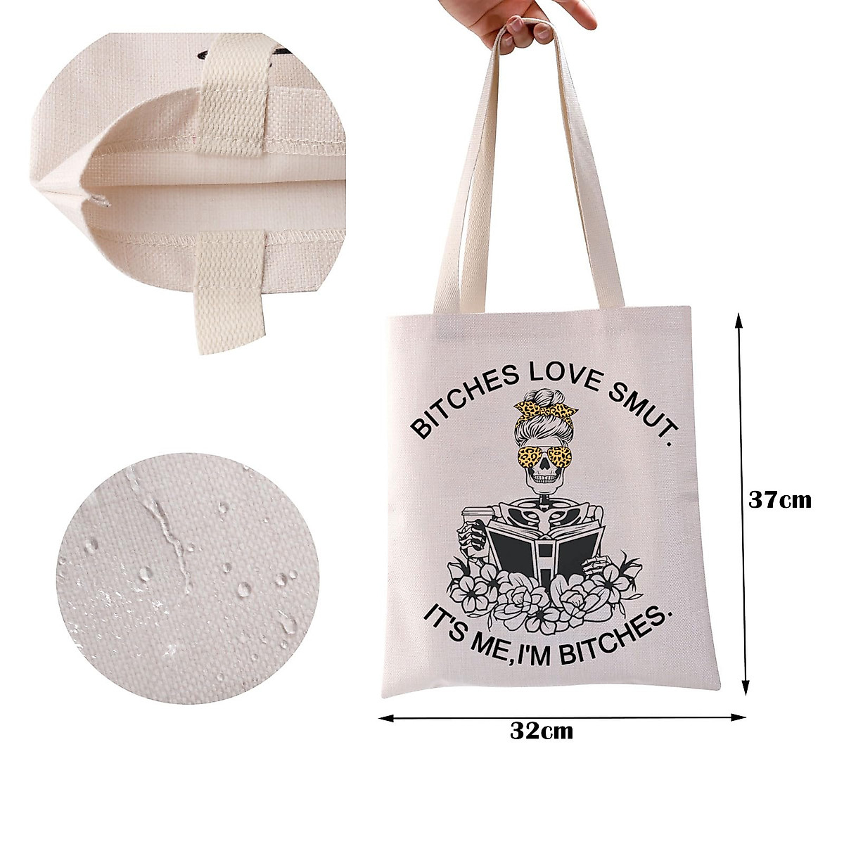 ZJXHPO Smut Slut Tote Bag Smut Book Lover Shoulder Bag Spicy Book Reader Reusable Grocery Shopping Bag Dark Romance handbag (Smut Bitches Tote bag)