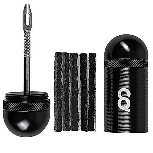 CyclingDeal Tubeless MTB Bike Tire Repair Kit - Bicycle Mountain Tire Plug Kit - Flat Tire Tackle Repair Patch Kits - Aluminium Full CNC Finish with 5 Strands