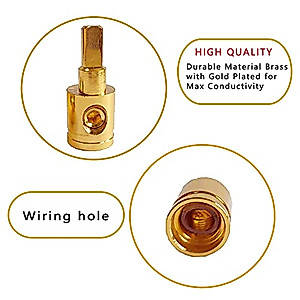 2Pairs of Car Audio 1/0 Gauge to 4 Gauge Amp Input Reducers (Gold), with AWG 1/0-3/8 inch Battery Terminal Connector and Heat Shrink tubing