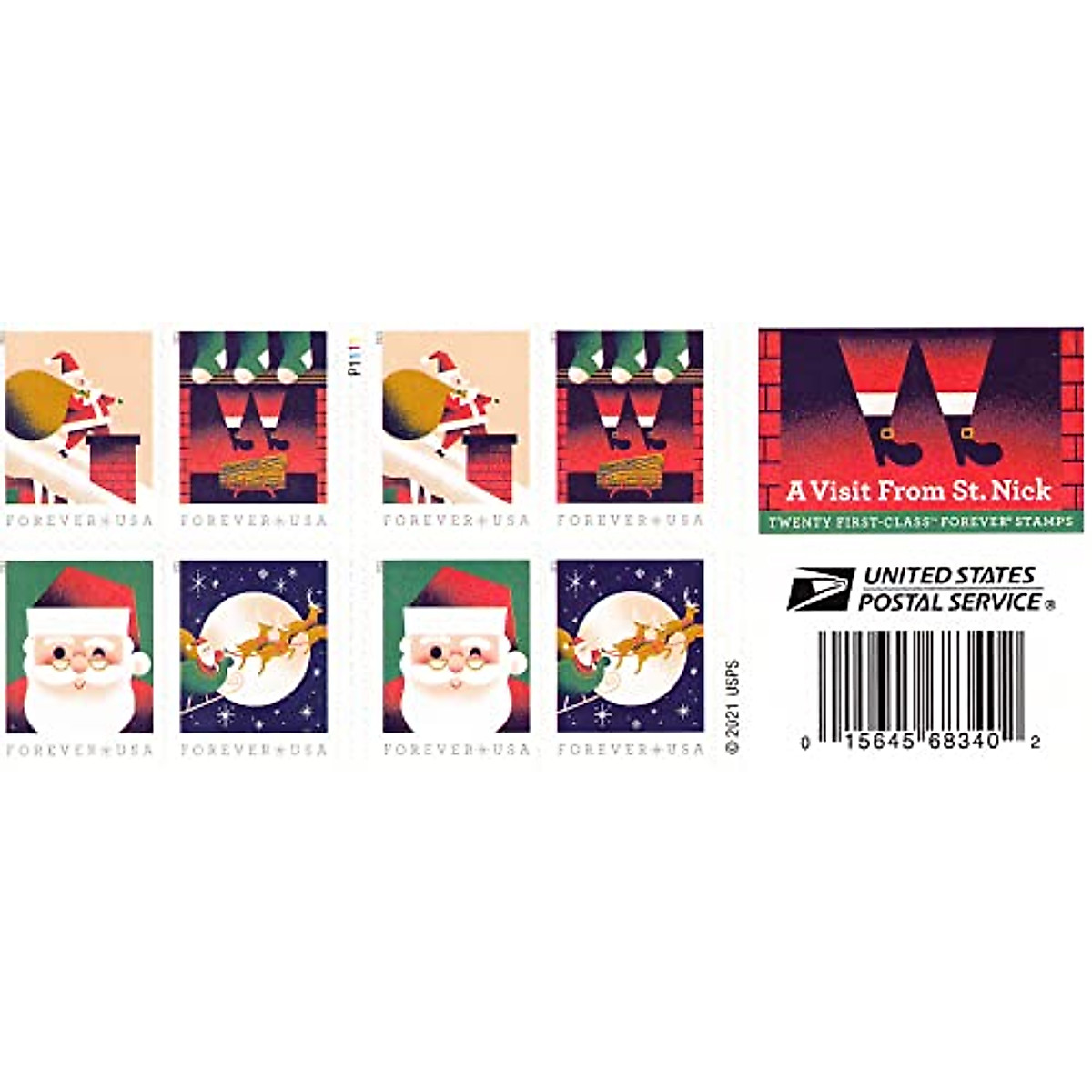 USPS A Visit from St Nick Book of 20 Forever First Class Postage Stamps (2 Booklets (40 Stamps))