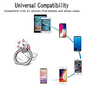 Cell Phone Ring Holder Finger Kickstand,360 Degree Rotation Stand Grip with Car Mount Compatible with All Smartphone - Aristocats Marie cat Pink White