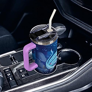 Cute Ocean Animal Axolotl Insulated Tumbler with Lid And Straw Stainless Steel Travel Coffee Mug 40oz Violet-style