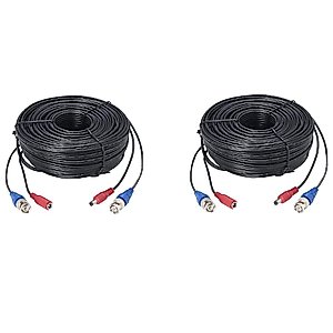 Lorex CB60UB4K 60ft (18m) Premium 4K RG59/Power Siamese Accessory Cable for Analog HD (CVI/TVI/AHD/MPX) or Analog (CVBS) Security Camera, 2 Pack