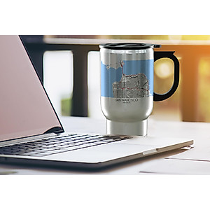 San Francisco Marathon Course Route San Francisco Gifts and Souvenirs - Unique Drinkware - San Francisco Marathon Course Route Race Memento - 14oz Travel Mug Steel