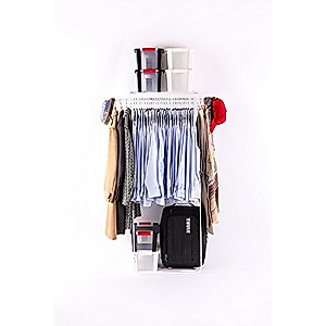 idee Free Standing Leaning Multi-Functional Coat and Shoe Rack, Space-Saving Garment Organizer, EDLR142W