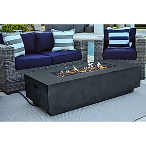 56" Modern Concrete Outdoor Propane Gas Fire Pit Table in Gray