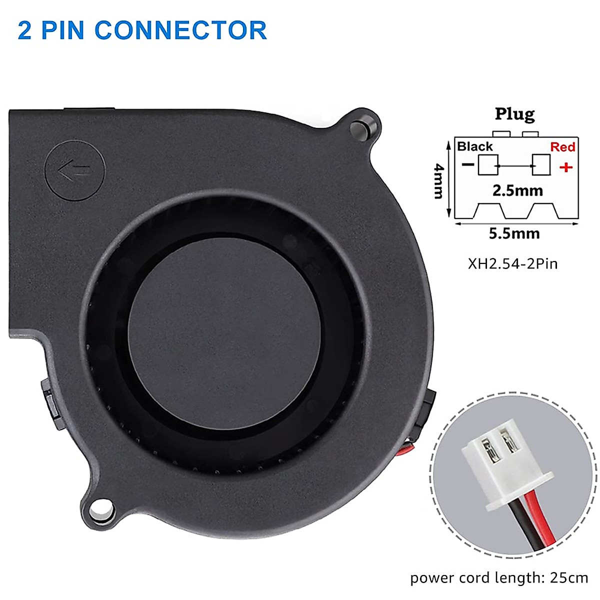 GDSTIME 75mm x 30mm 7530 DC 12 Volt Brushless Turbo Blower Cooling Fan 2Pin