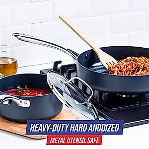 Blue Diamond Cookware Hard Anodized Ceramic Nonstick, 10 Piece Cookware Pots and Pans Set, PFAS-Free, Dishwasher Safe, Oven Safe, Grey