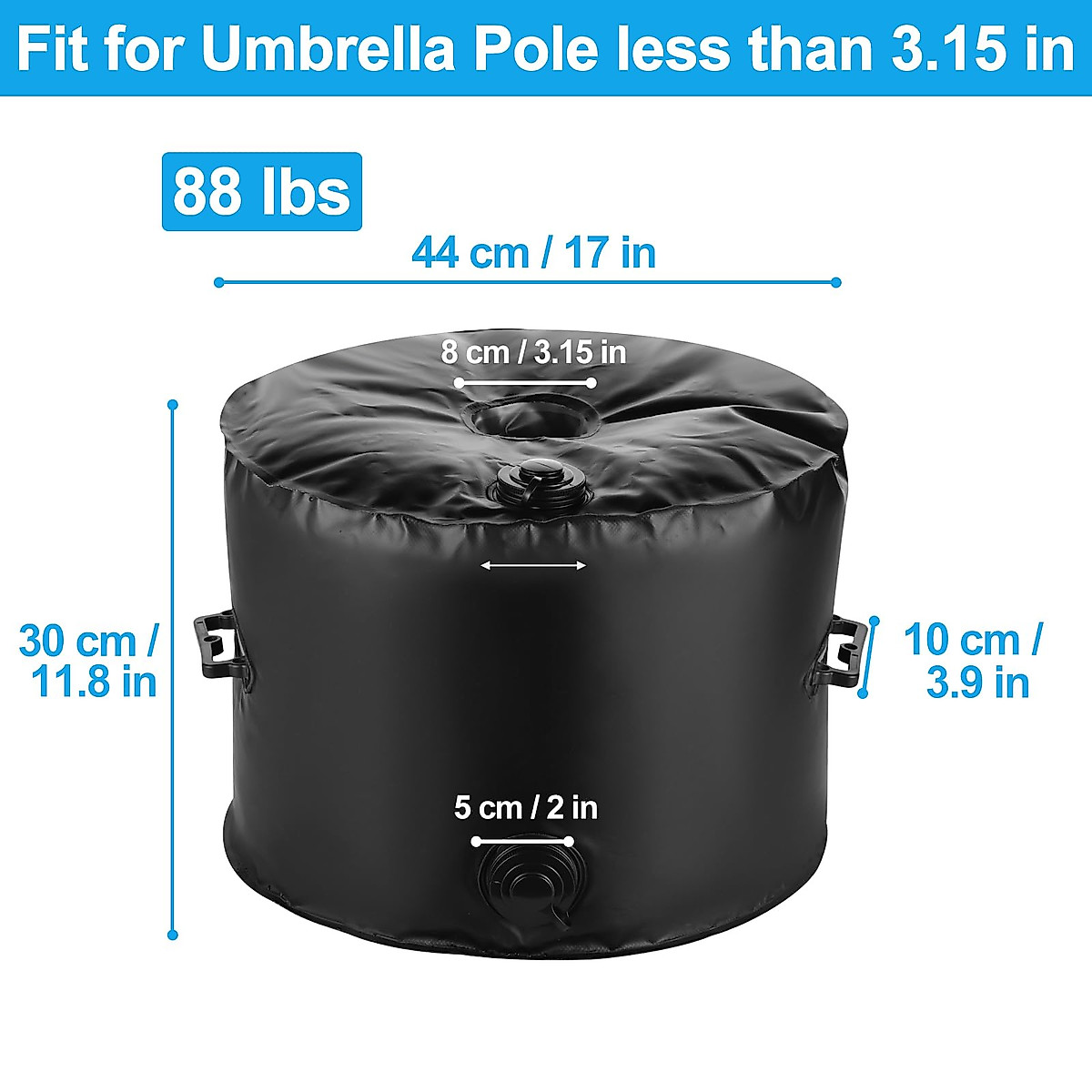 ZHOUMADE Water Bags for Weight, Water Weight Bag up to 100 lbs, Thicken 1200D Durable Polyester Weights for Outside Umbrella Stand, Water Weights for Umbrella Stand, Furniture Leg Weights (2PCS)