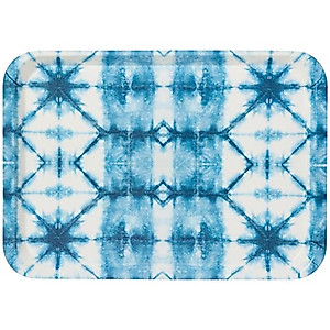 C.R. Gibson Americana Tie Dye Reusable Serving Tray Melamine Platter, 10" W x 14" L, Blue